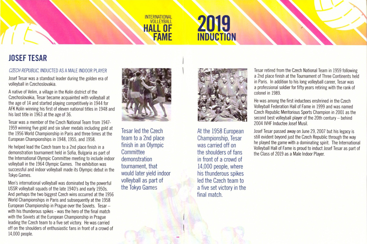 Josef Tesař v mezinárodní volejbalové Síni slávy